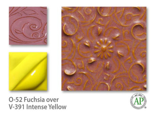 O-52 Fuchsia over V-391 Intense Yellow Underglaze | AMACO Brent